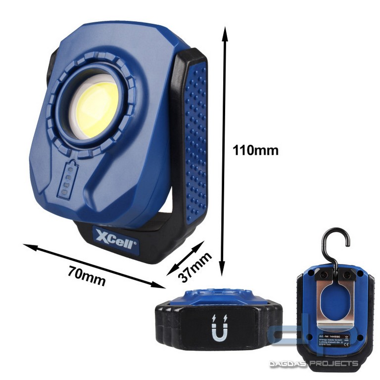 XCell Work Pocket 6W LED-Akku-Leuchte, 360°, Clip, Haken, Magnet, USB-C ...